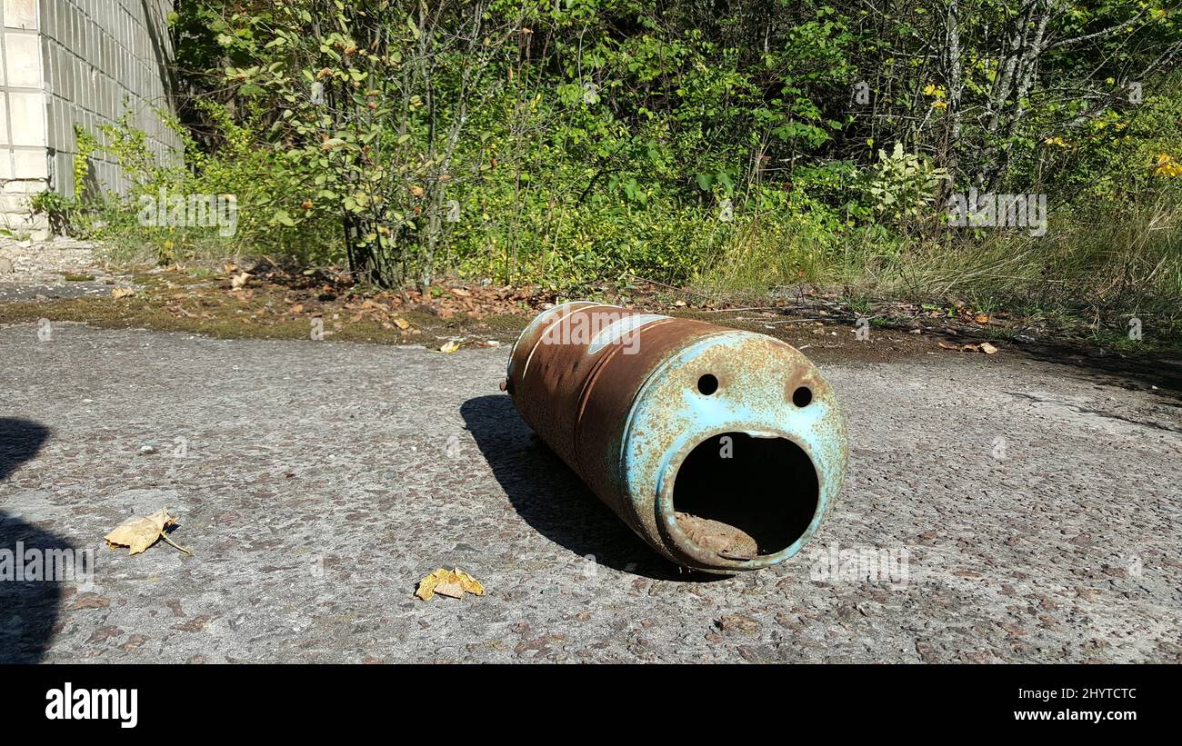 Worm pipe laying on the ground in Chernobyl, Ukraine Stock Photo - Alamy