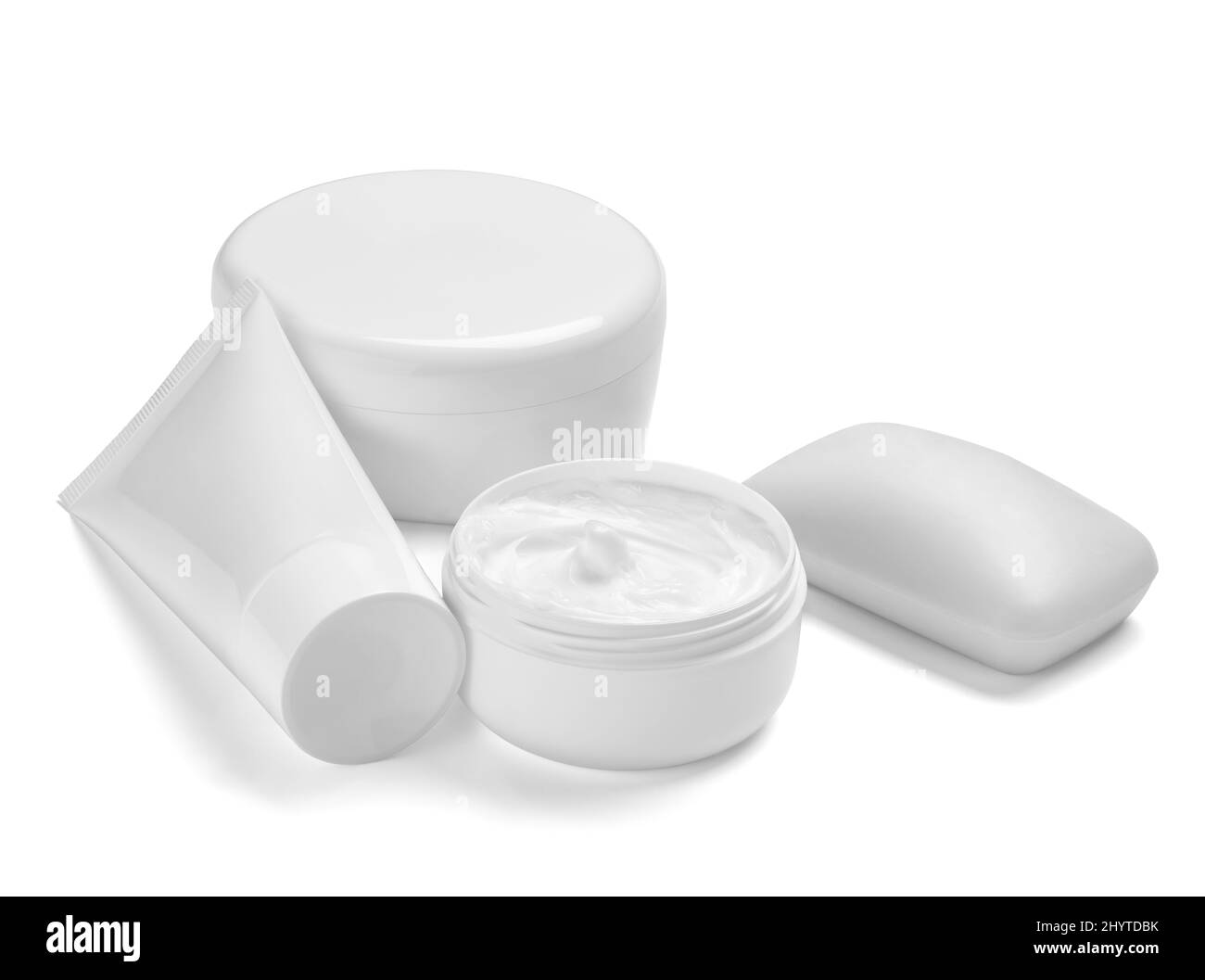 white cream container jar beauty moisturizer tube soap Stock Photo - Alamy