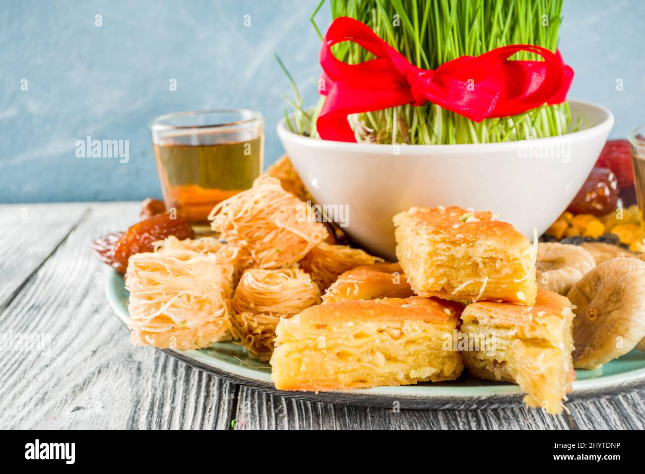Happy Nowruz holiday background. Celebrating Nowruz sweets and treats ...