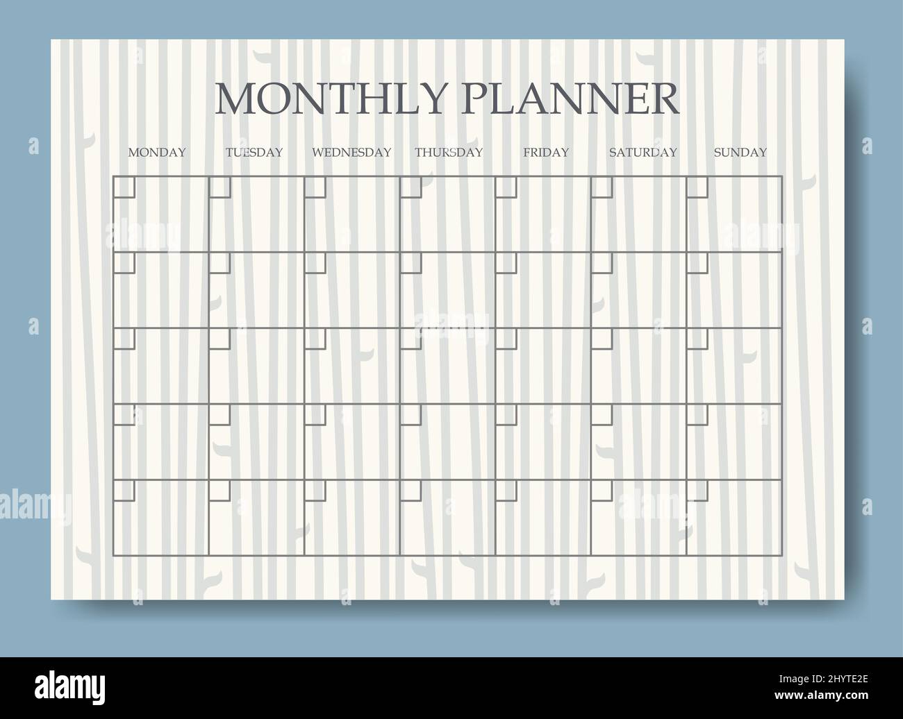 Creative pastel colored monthly planner template. Bamboo blank ...
