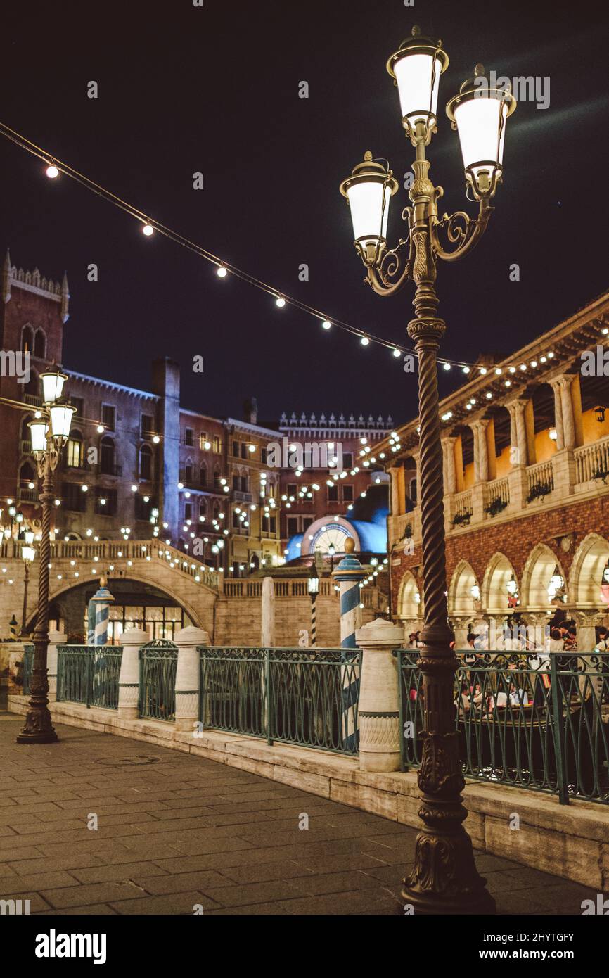 Vertical shot of street lights in Tokyo DisneySea Stock Photo - Alamy