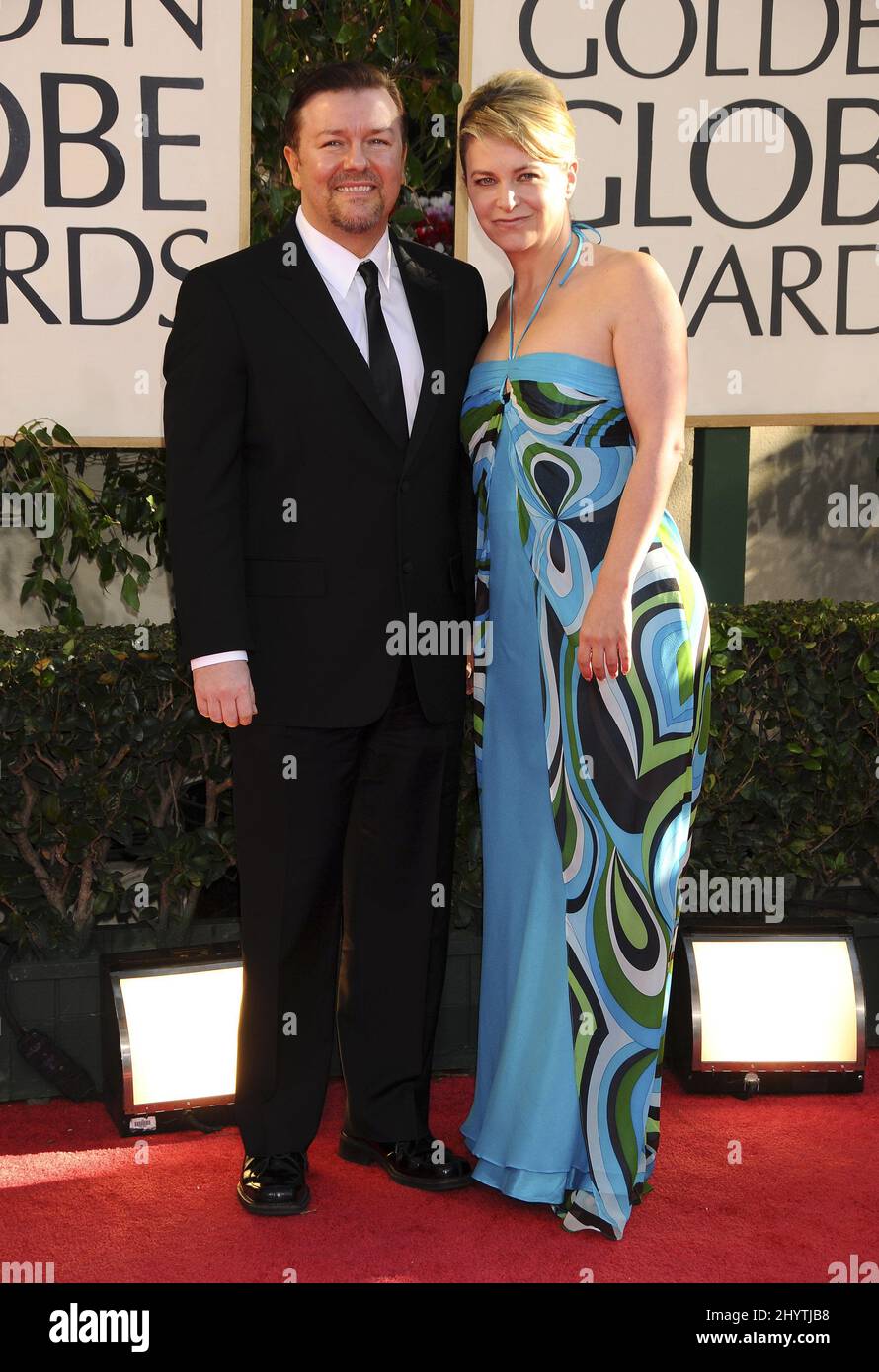 Ricky Gervais and Jane Fallon at the 66th Annual Golden Globe Awards ...