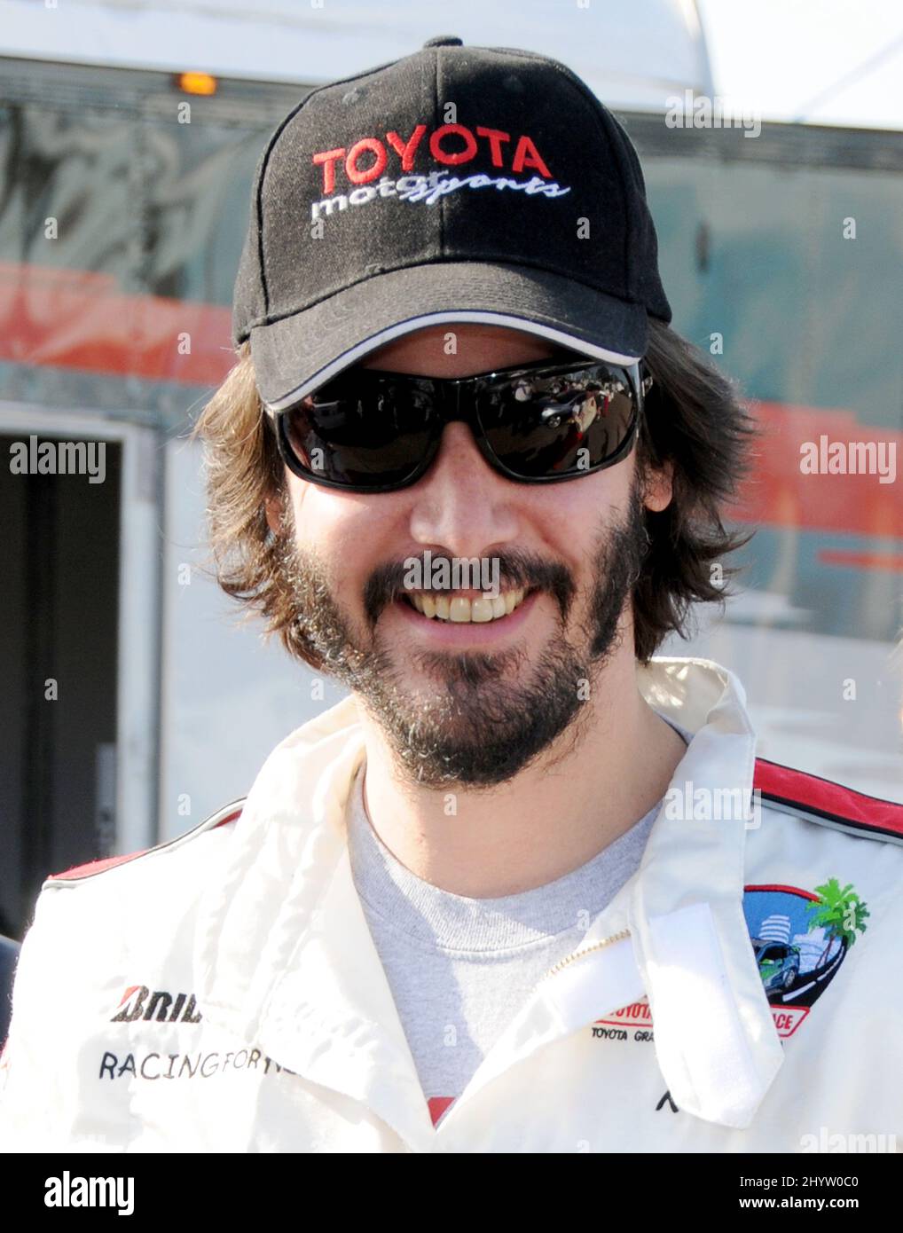 Keanu Reeves at the 33rd Annual Toyota Pro/Celebrity Race practice day ...