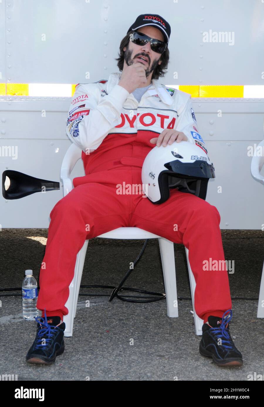 Keanu Reeves at the 33rd Annual Toyota Pro/Celebrity Race practice day ...