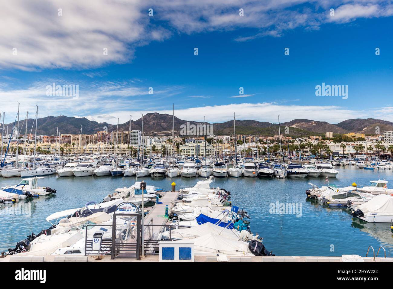 Aerial perspective of beautiful Andalusian city Benalmadena. Situated ...