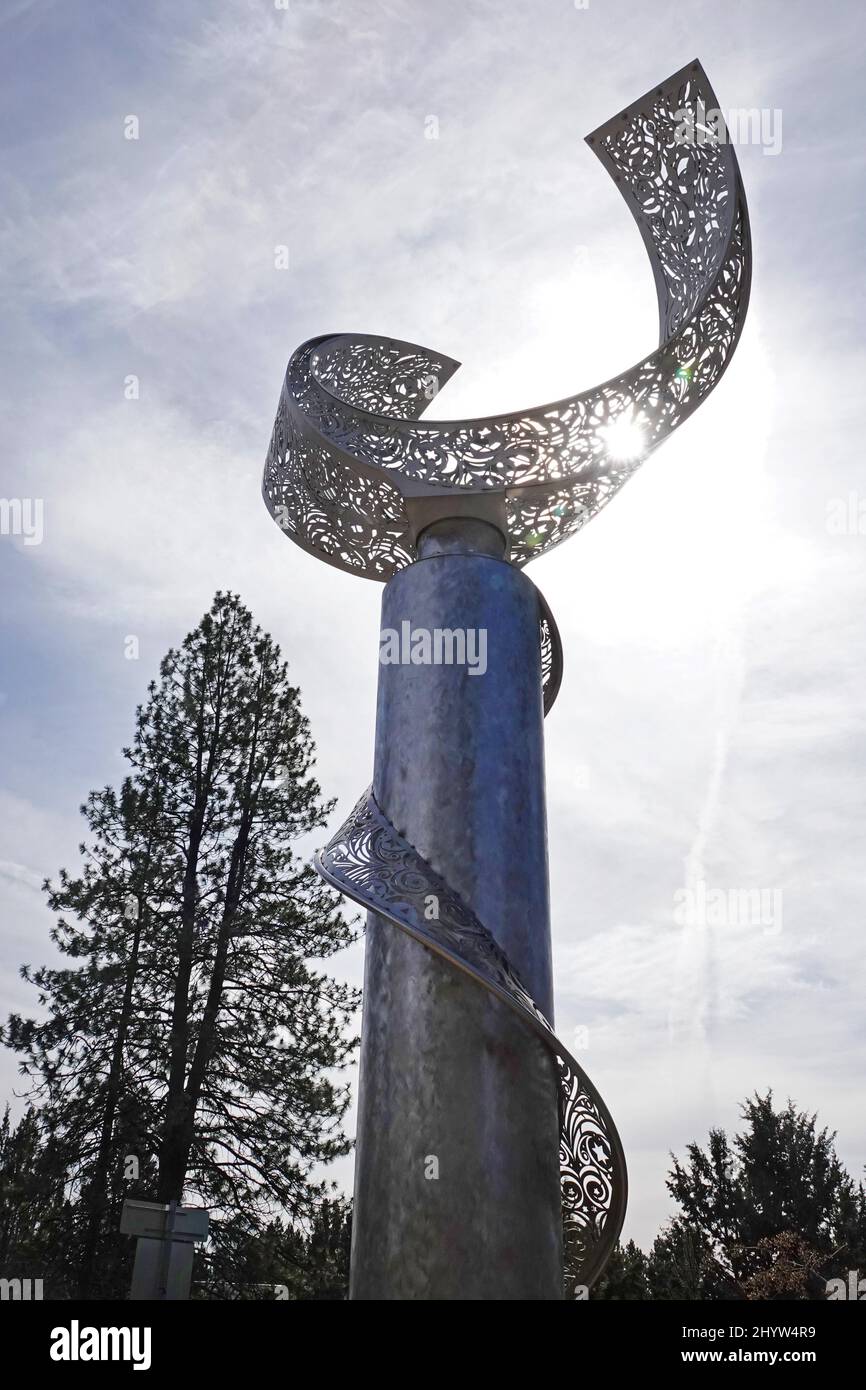 Street art in Bend, Oregon, placed on the city's numerous round-abouts ...