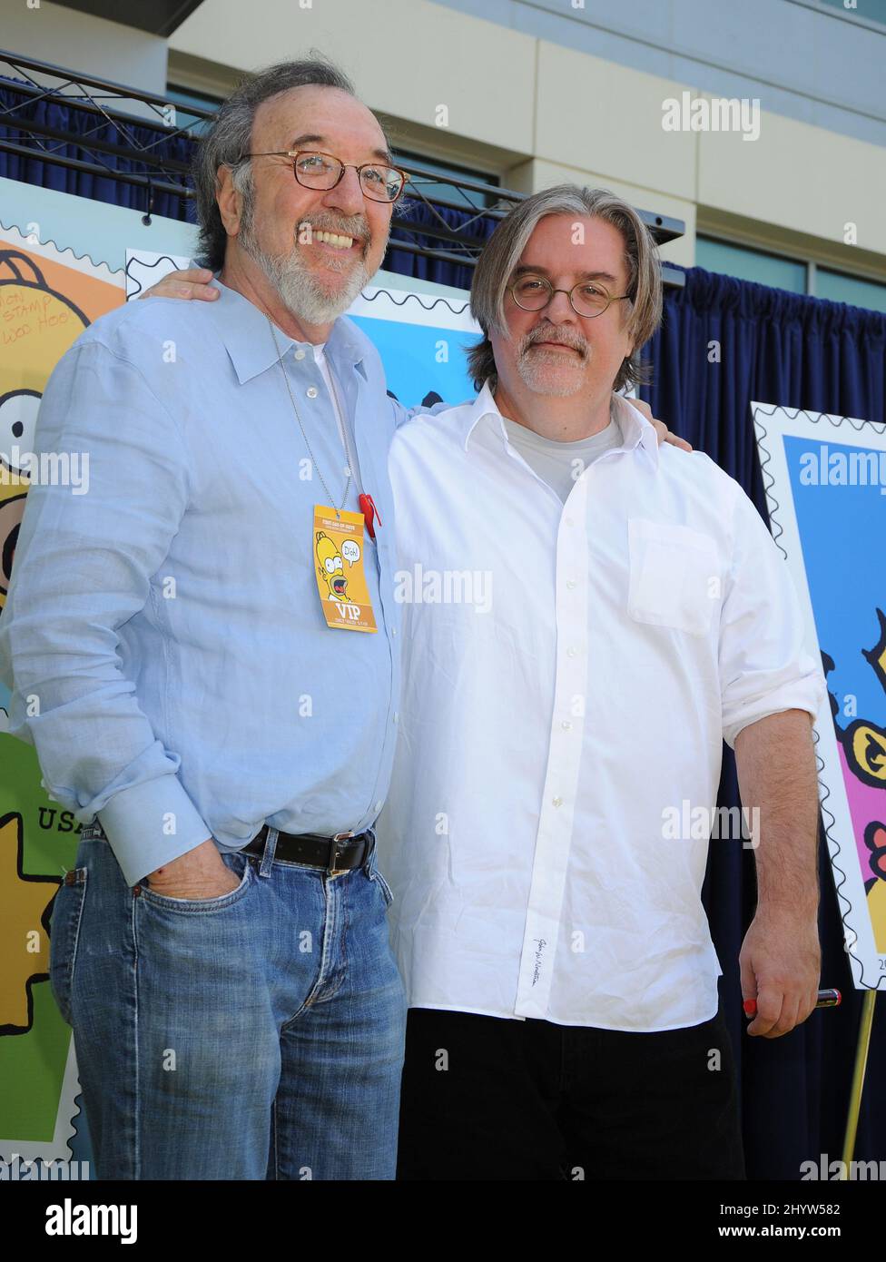 Director James Brooks and Creator Matt Groening at "The Simpsons" Stamp ...