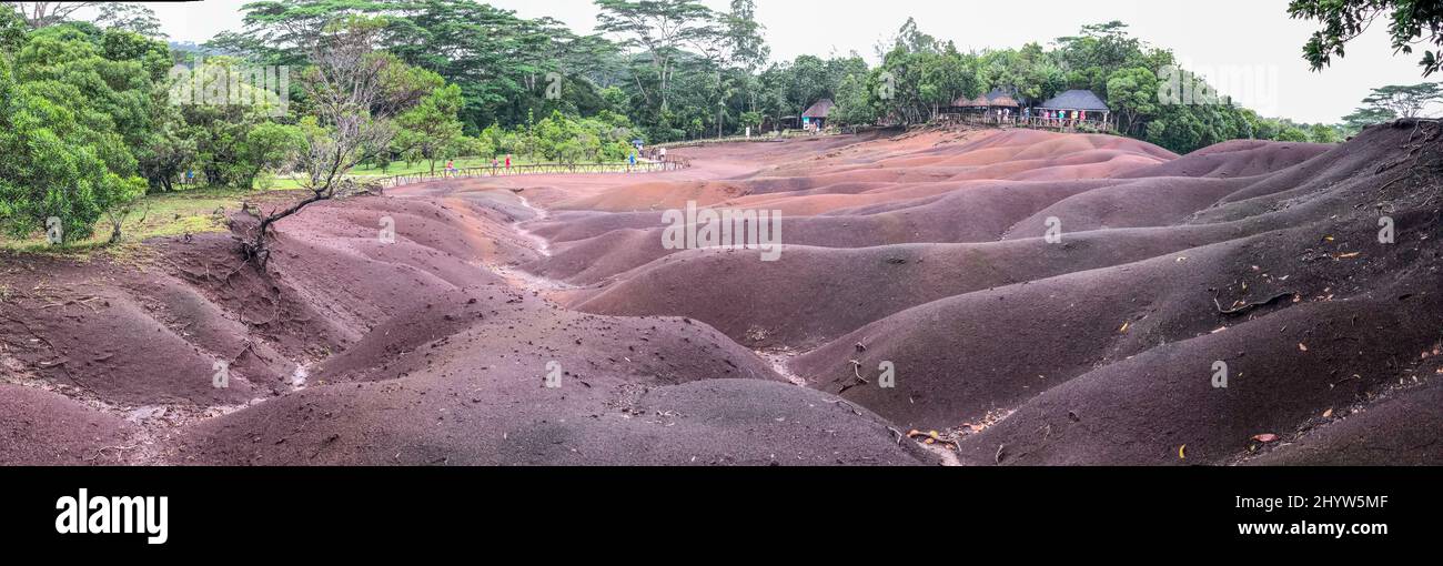 Panoramic view of Chamarel Seven Coloured Earths, Mauritius Stock Photo ...