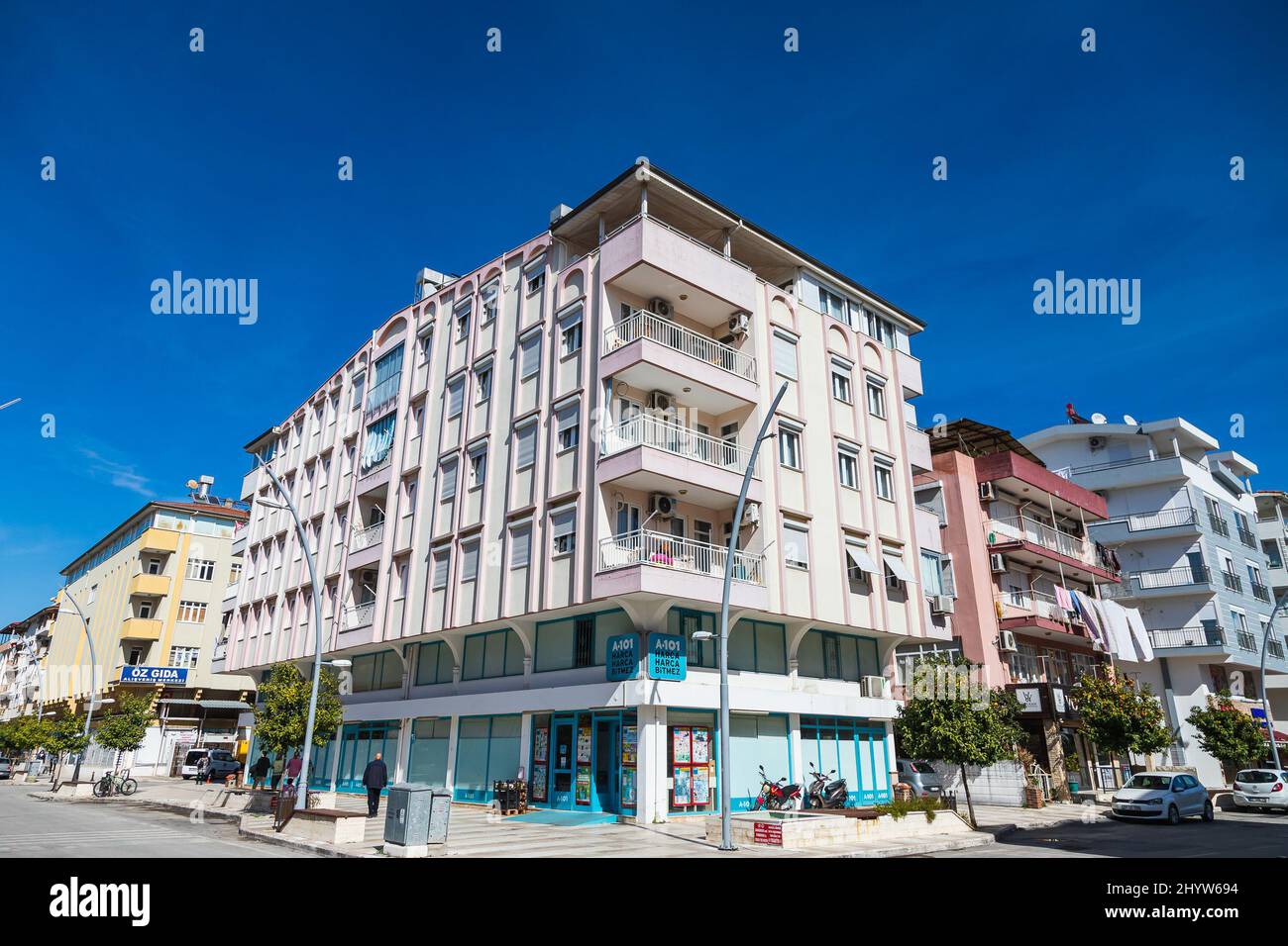 Side, Turkey – February 20 2022: Low-rise stone residential building on ...