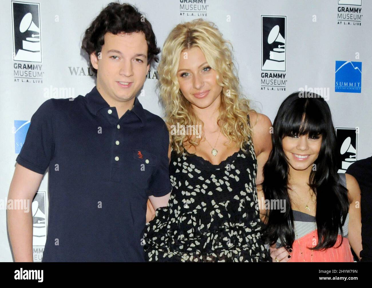 Gaelan Connell, Aly Michalka, Vanessa Hudgens arriving at the Bandslam ...