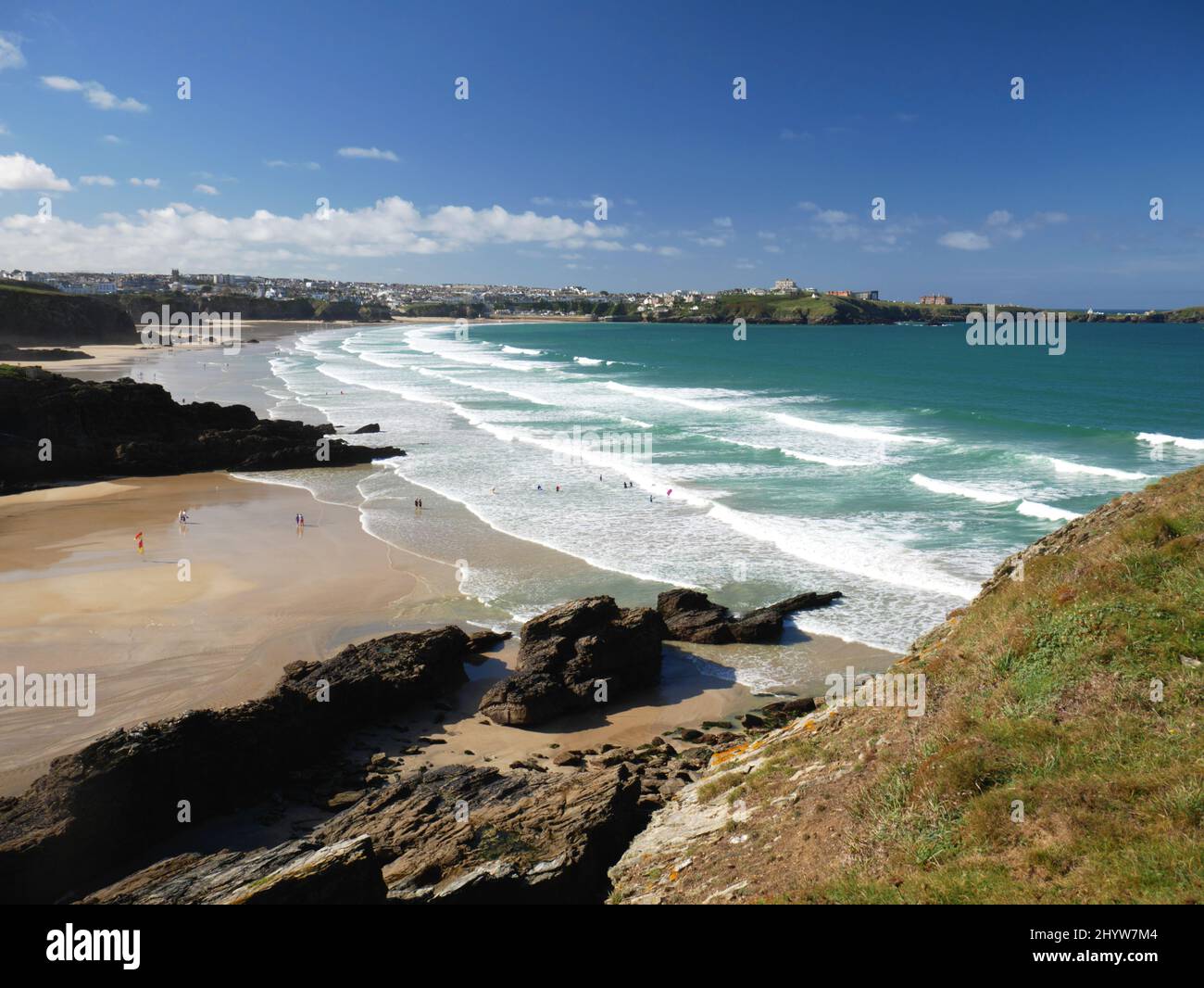 The beach at Porth, Newquay, Cornwall Stock Photo - Alamy