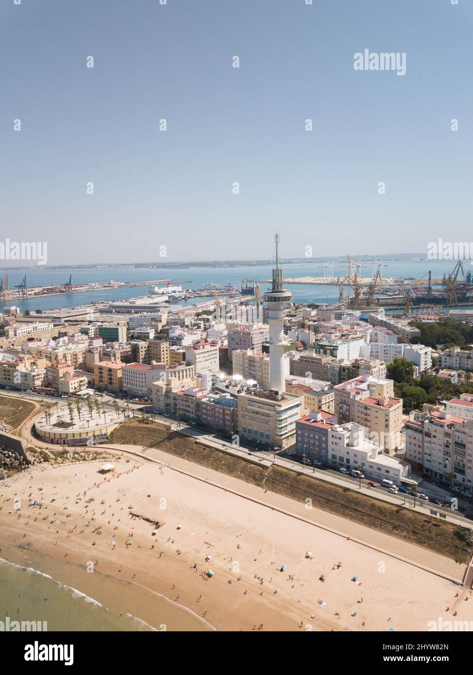 Drone panoramic view of Cadiz City. View of the south part of the city ...