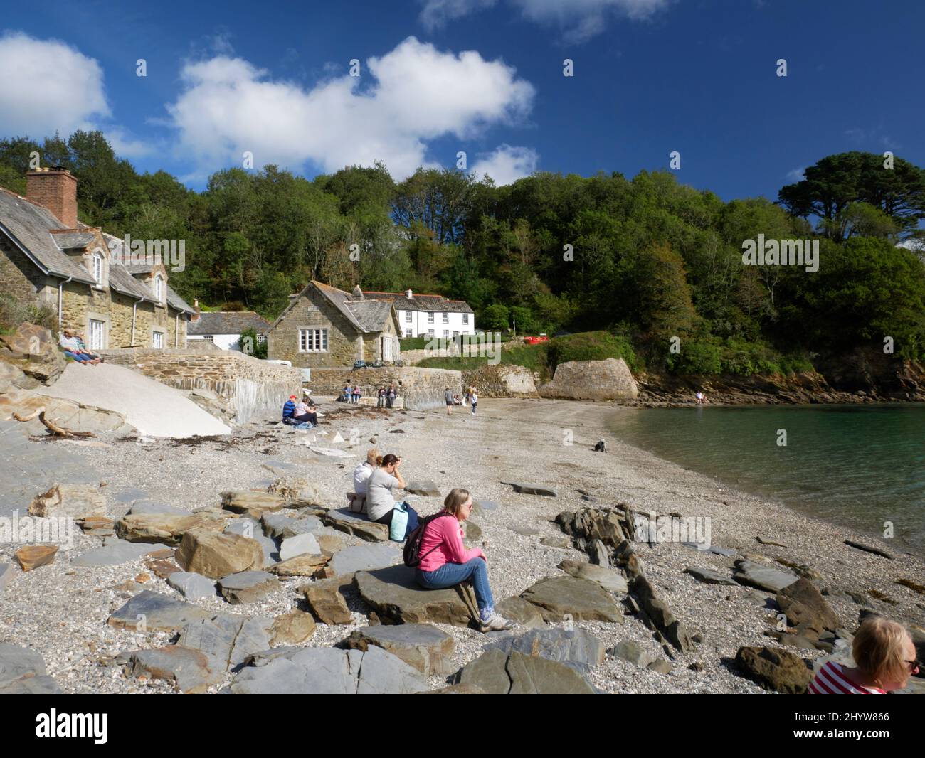 The beach at Durgan on the Helford River, Cornwall Stock Photo - Alamy