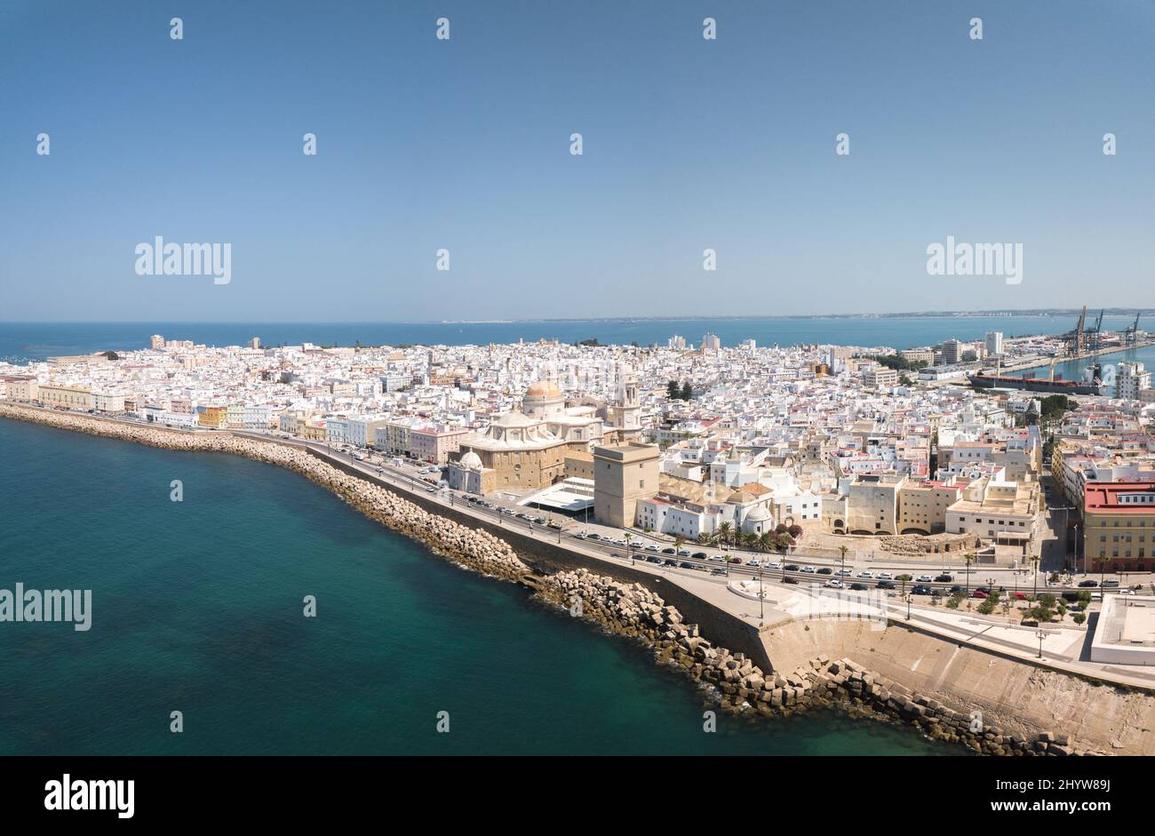 Drone panoramic view of Cadiz City. View of the south part of the city ...