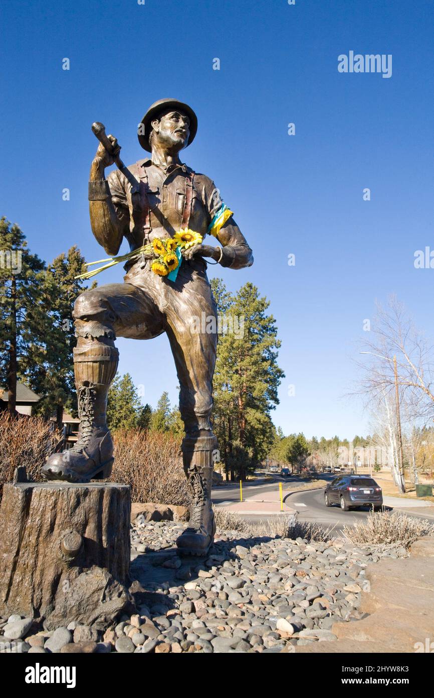 Street art in Bend, Oregon, placed on the city's numerous round-abouts ...