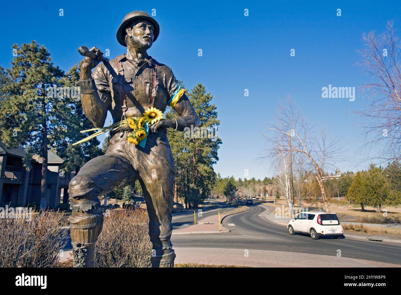 Street art in Bend, Oregon, placed on the city's numerous round-abouts ...