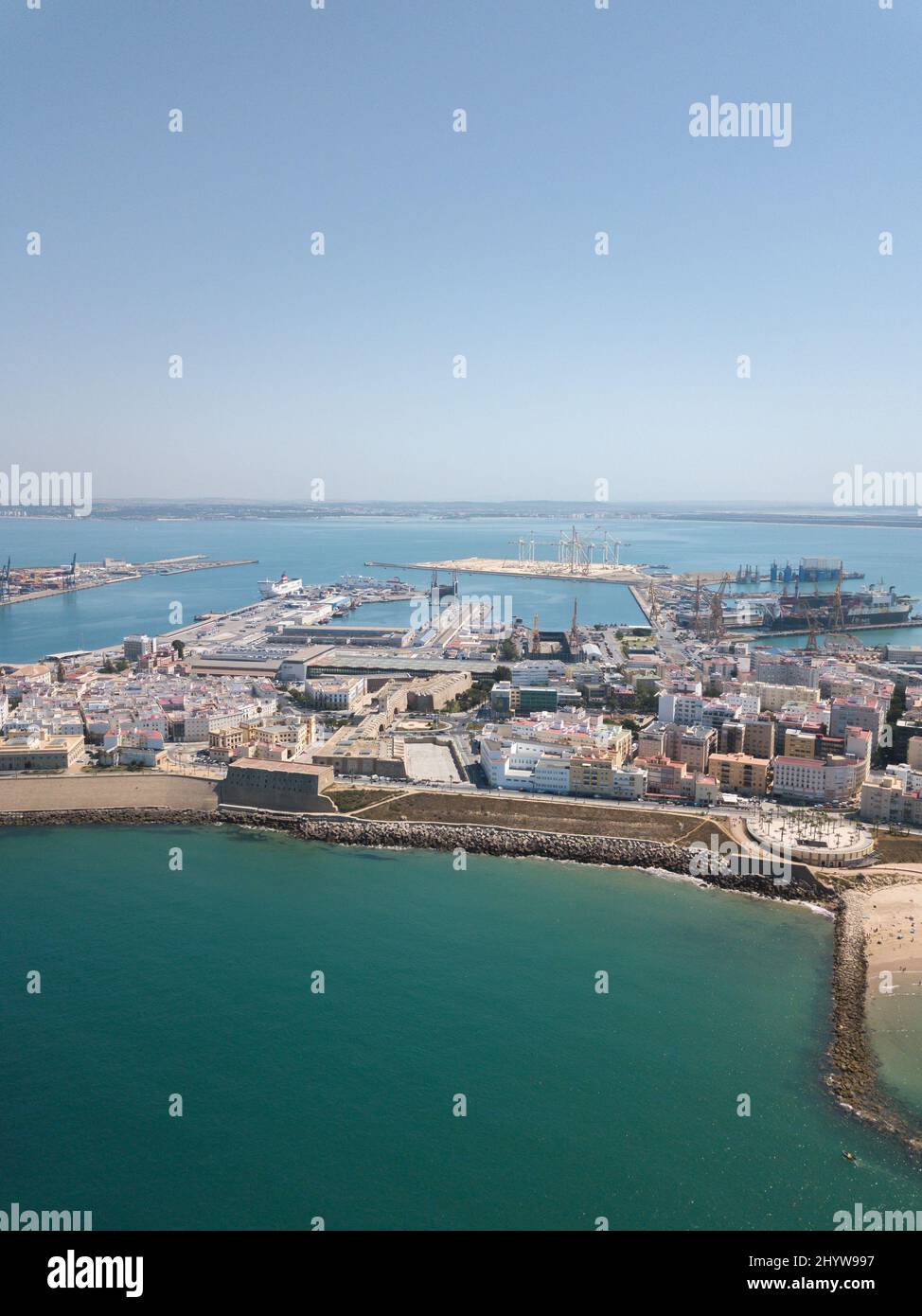 Drone panoramic view of Cadiz City. View of the south part of the city ...