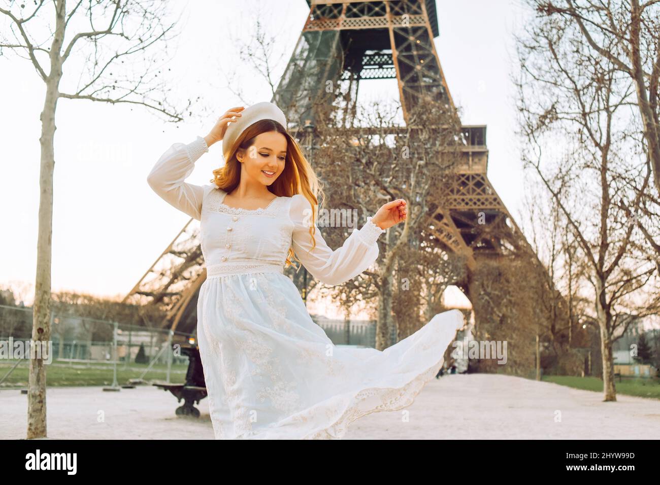 French beret smiling hi-res stock photography and images - Alamy
