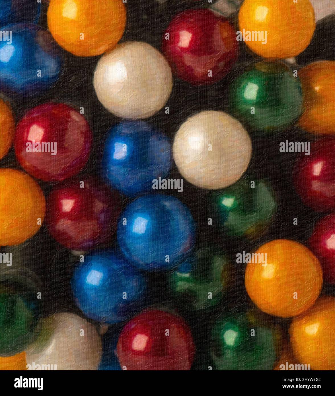 Digital impasto art of a group of coloured balls Stock Photo - Alamy