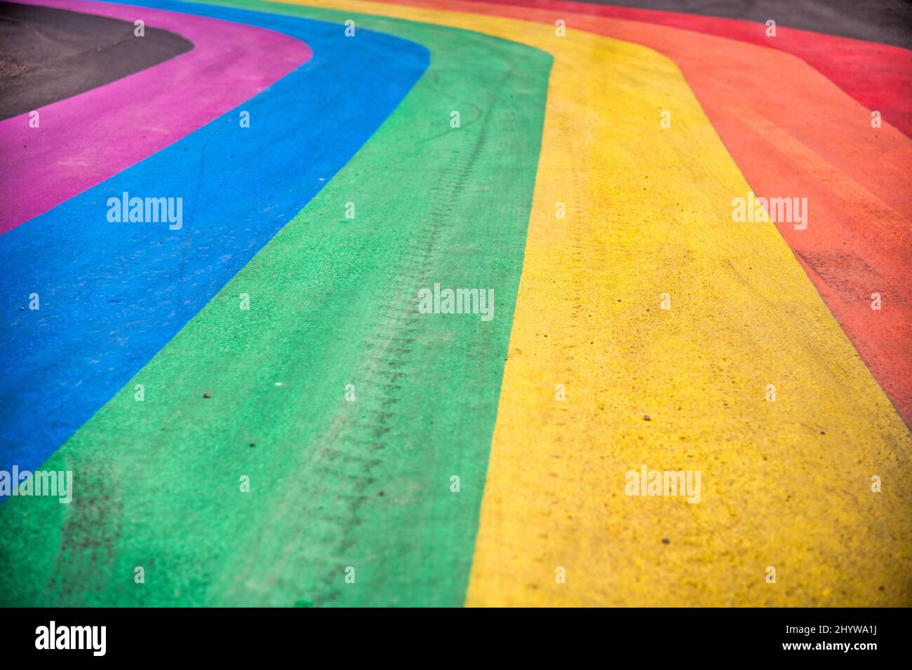Rainbow pavement with colours of peace Stock Photo - Alamy