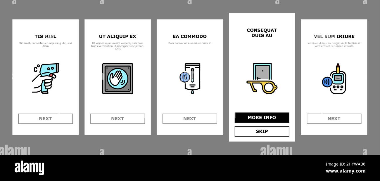 Contactless System Technology Onboarding Icons Set Vector Stock Vector ...