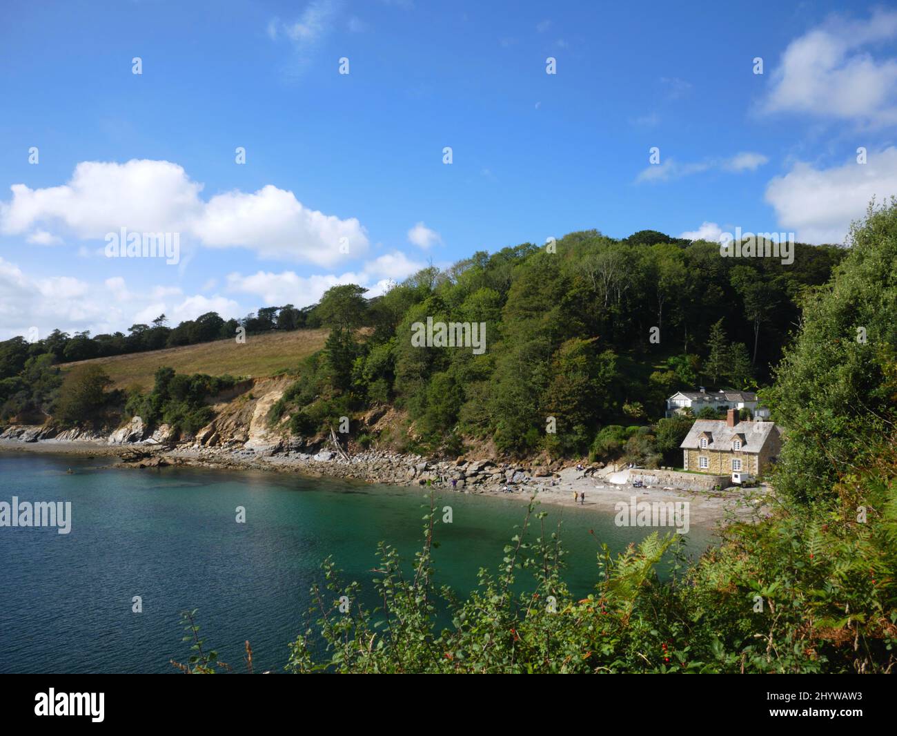 The beach at Durgan on the Helford River, Cornwall Stock Photo - Alamy