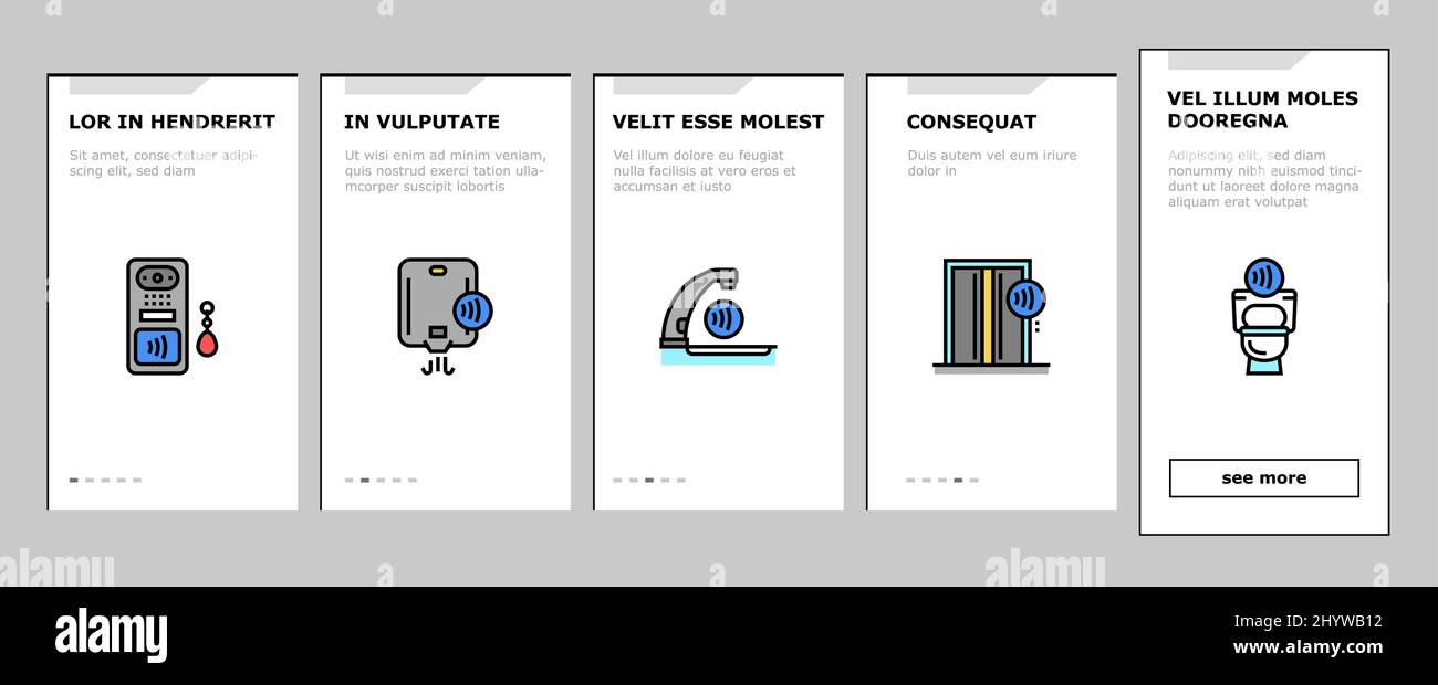 Contactless System Technology Onboarding Icons Set Vector Stock Vector ...