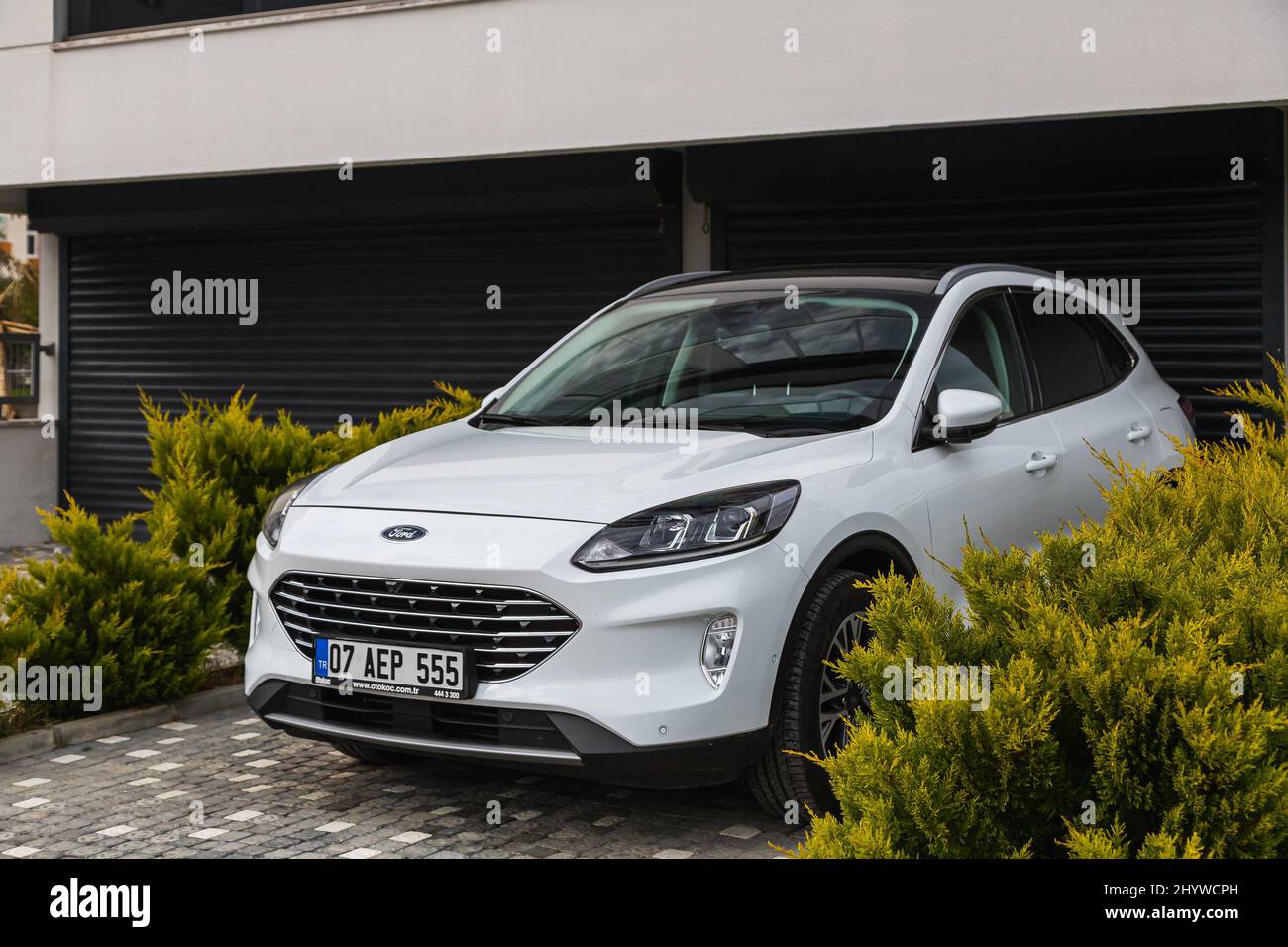 Side, Turkey -February 20, 2022: white Ford Kuga is parked on the ...