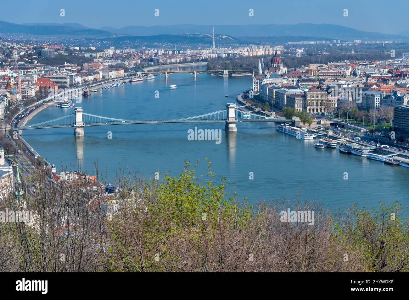 Beautiful bridges of Budapest from Buda Hill, Hungary Stock Photo - Alamy
