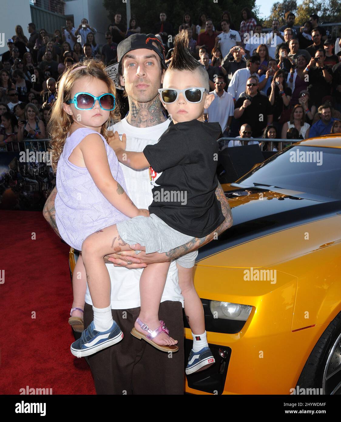Travis Barker and his children, Alabama and Landon (right) at the ...
