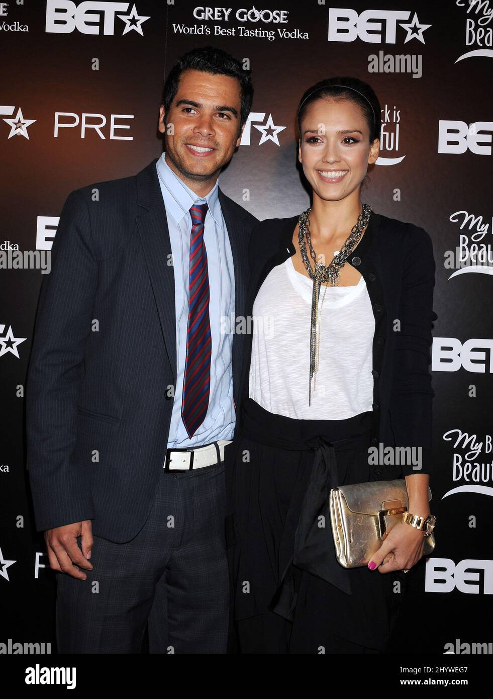 Cash Warren and Jessica Alba at the "PRE" Party Celebration of the BET ...