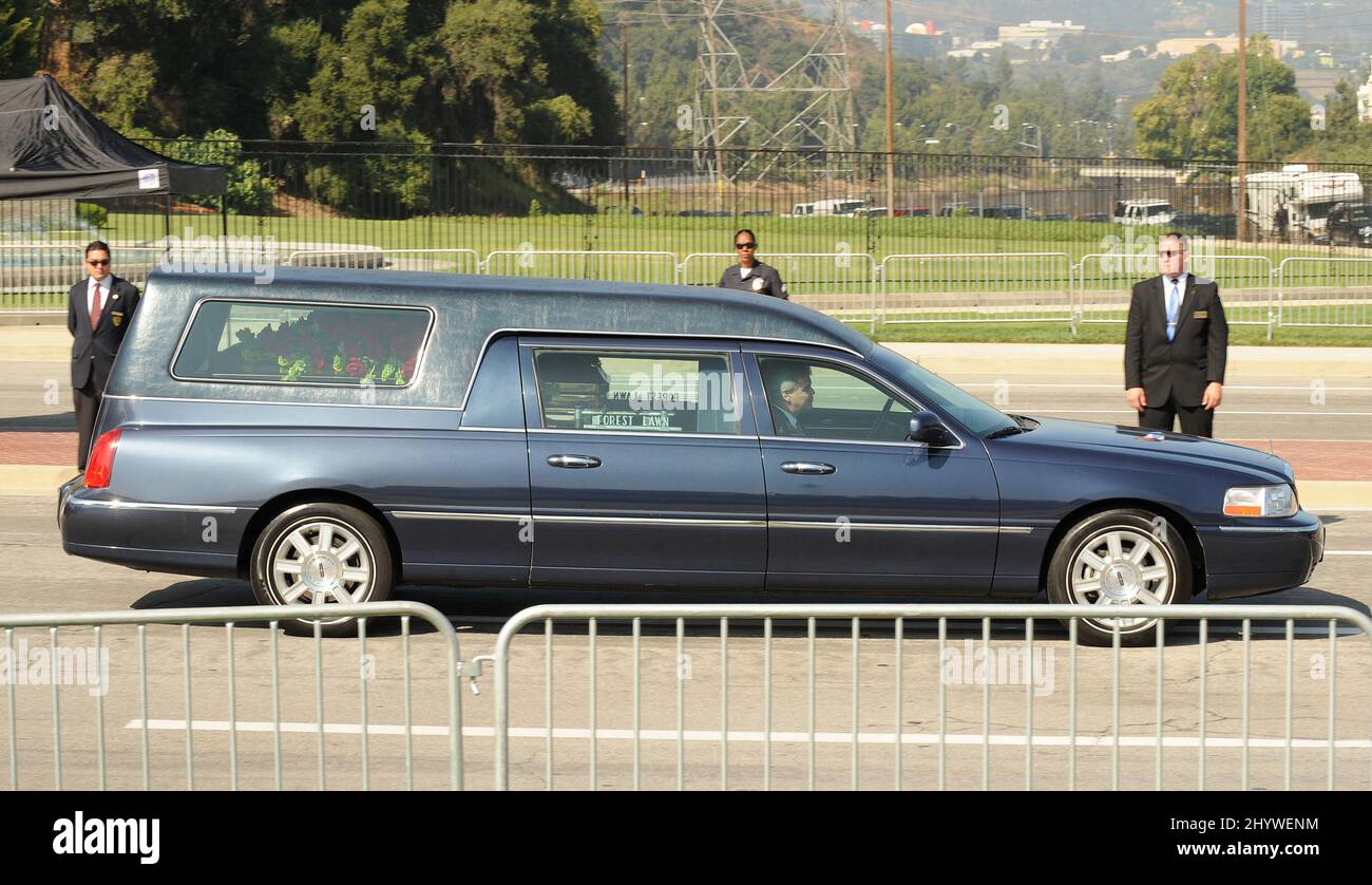 Michael Jackson's hearse at the Michael Jackson Funeral Service at ...
