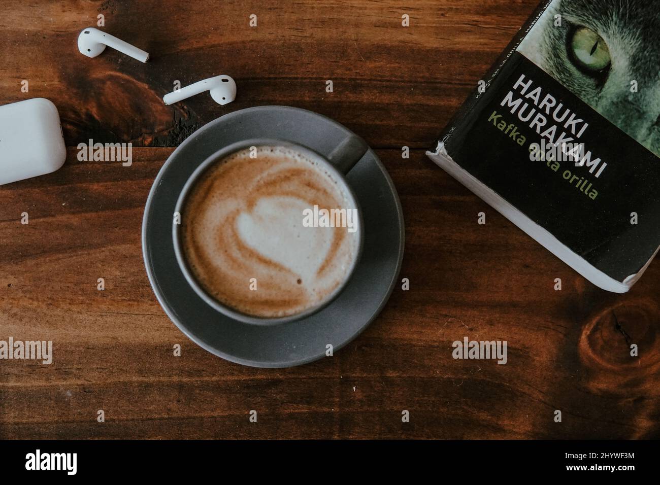 Desk with multiple objects on it Stock Photo - Alamy
