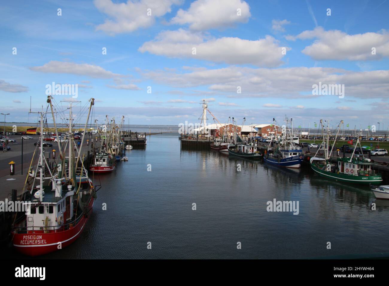 Small boats with different colors in the port Stock Photo - Alamy