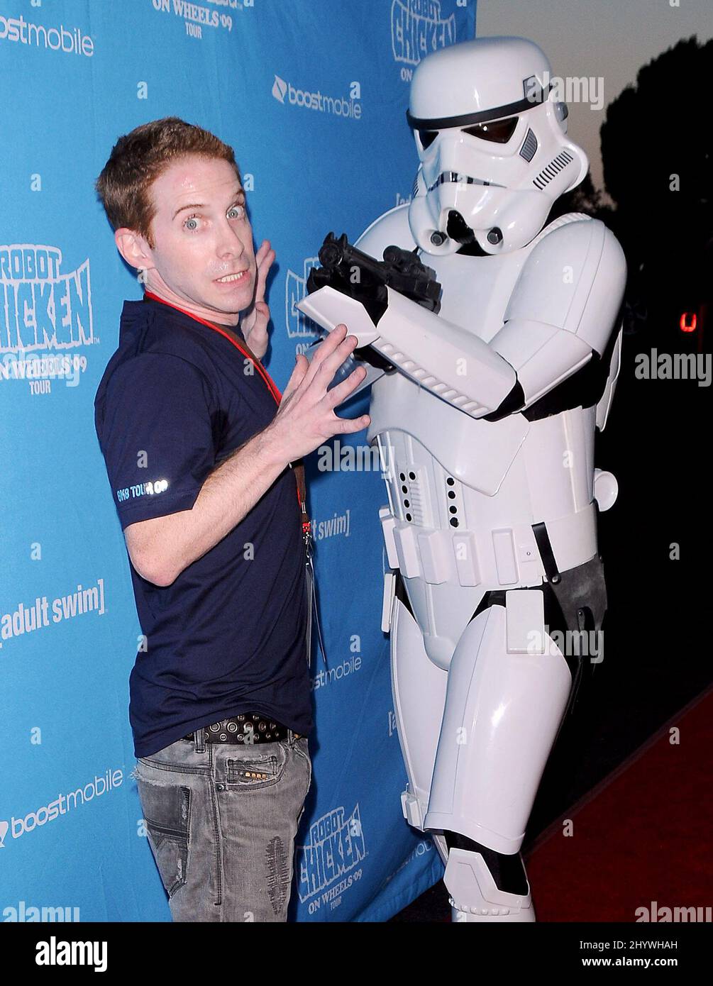 Seth Green arriving at the 'Robot Chicken' Skate Party Bus Tour. Held ...