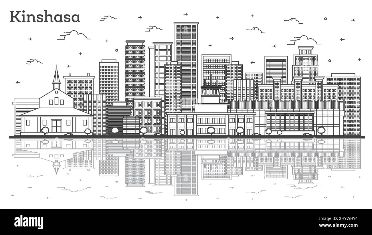 Outline Kinshasa Congo City Skyline with Modern Buildings and ...