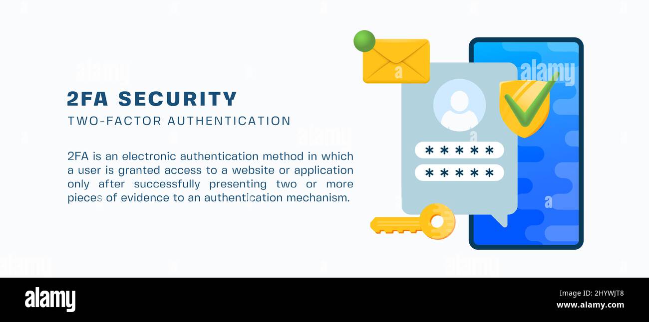 Two factor autentication security illustration banner Login ...