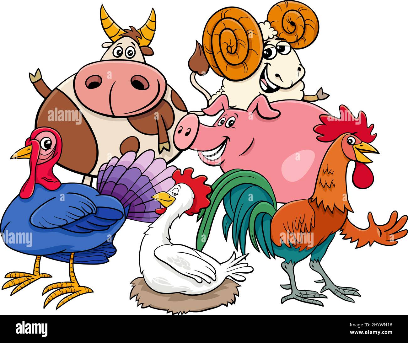 Cartoon illustration of farm animals comic characters group Stock ...