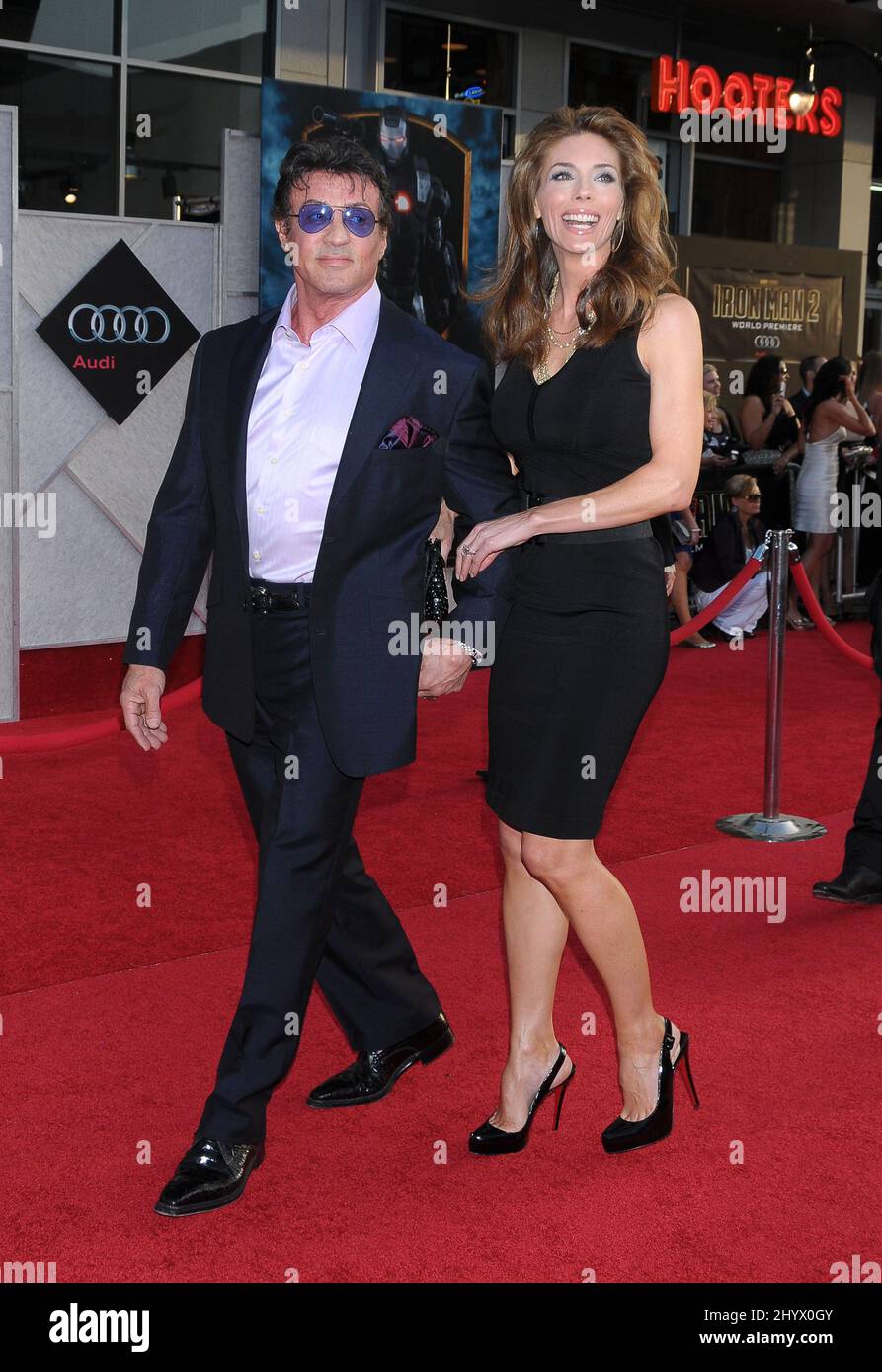 Sylvester Stallone and Jennifer Flavin at the "Iron Man 2" World ...