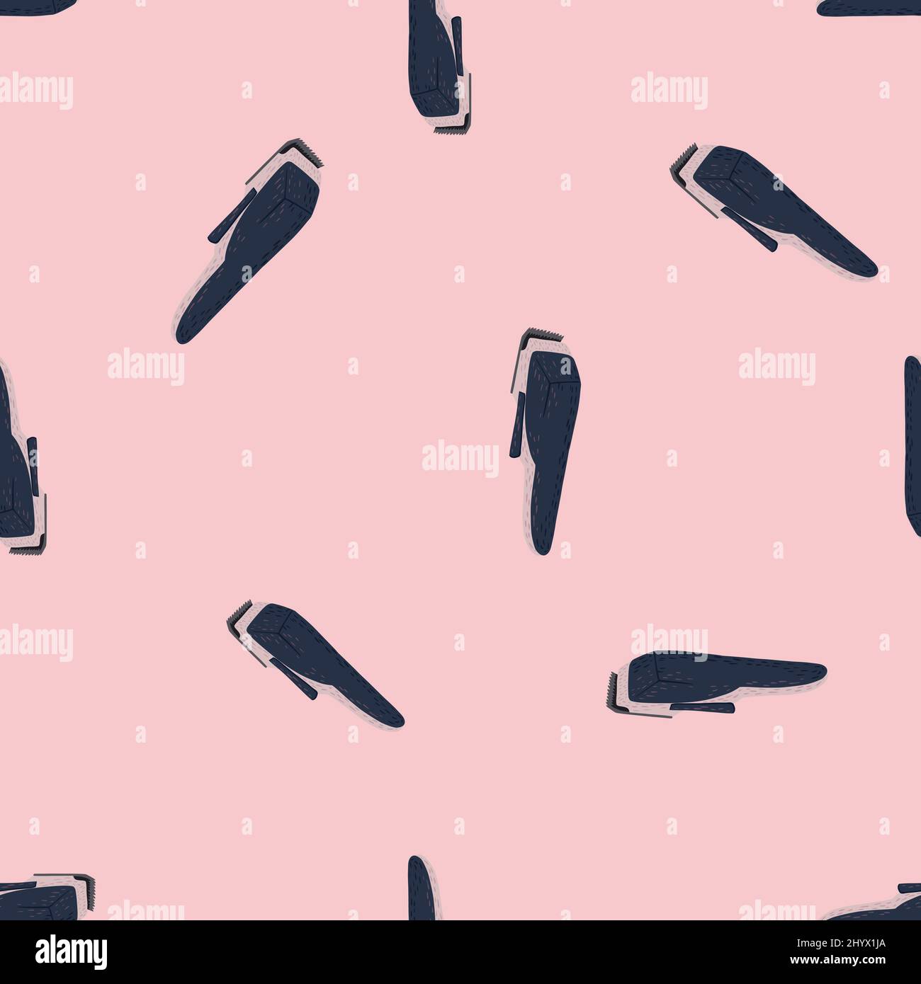 Clippers seamless pattern on. Vintage barber shops elements in doodle ...