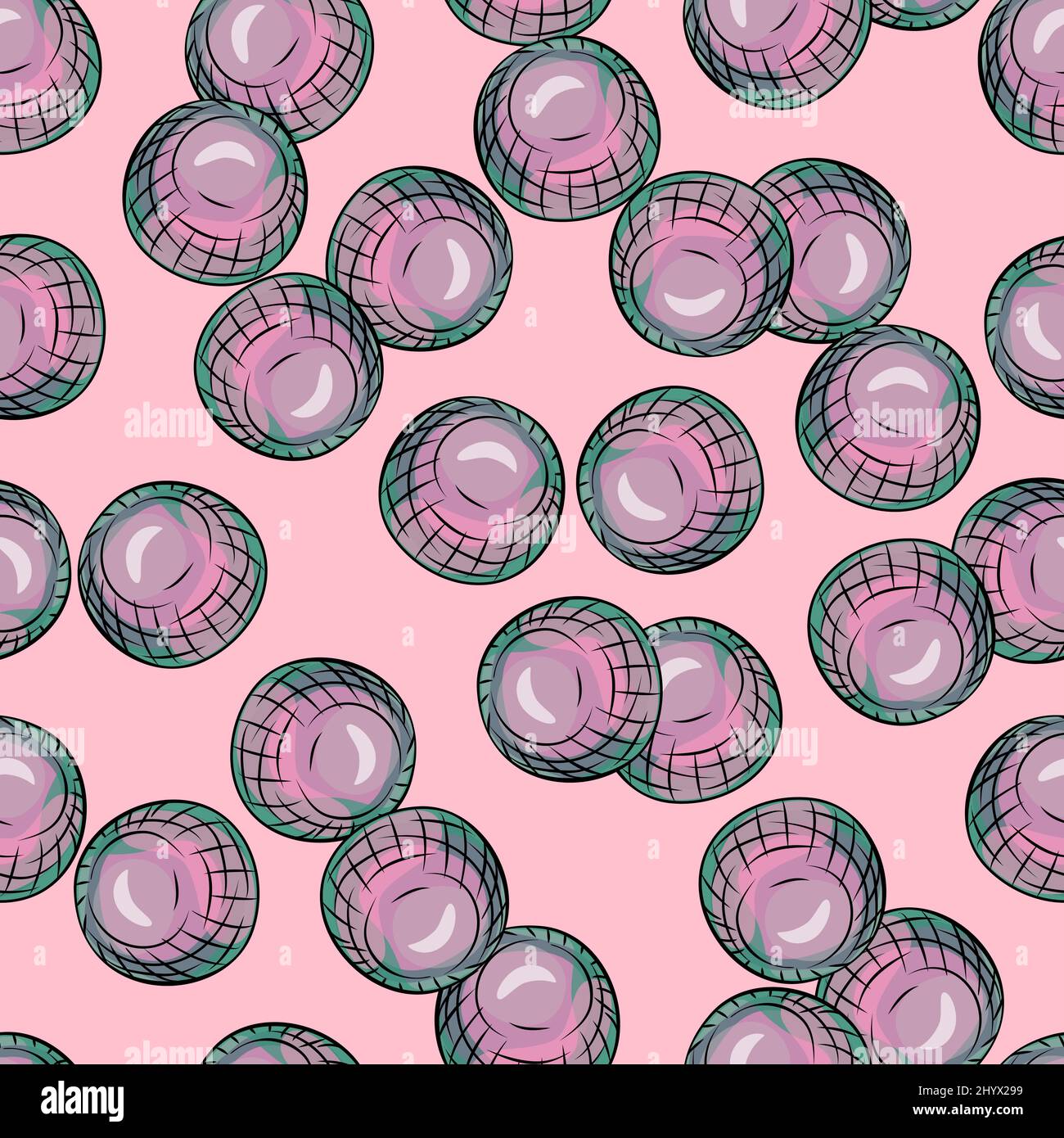 Glass balls seamless pattern. Decorative shapes background. Repeated ...