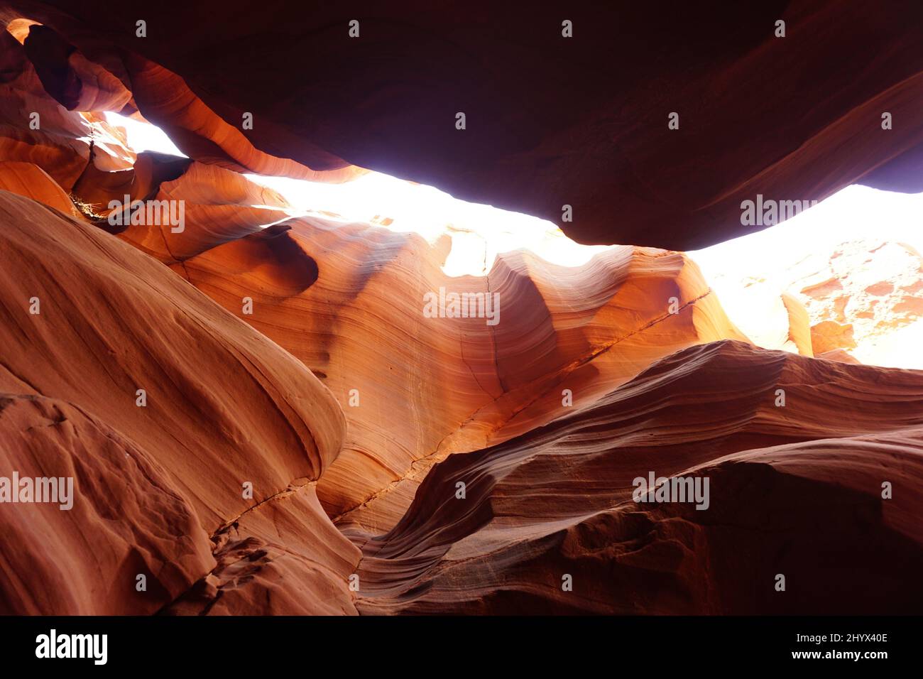 Red rocks in the sunlight in Antelope Canyon, Arizona, USA Stock Photo ...