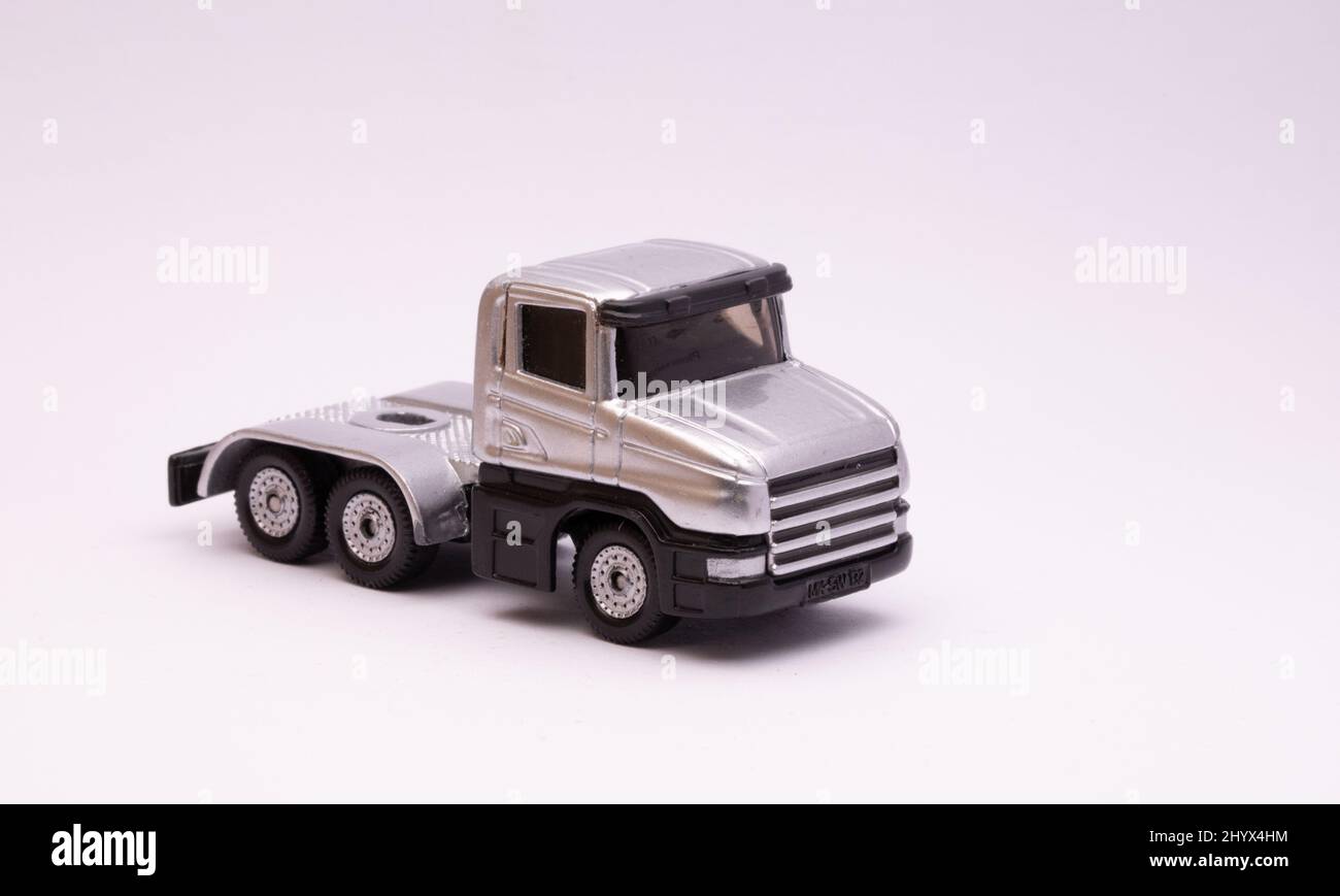 Silver model semi-trailer truck isolated on white background Stock ...