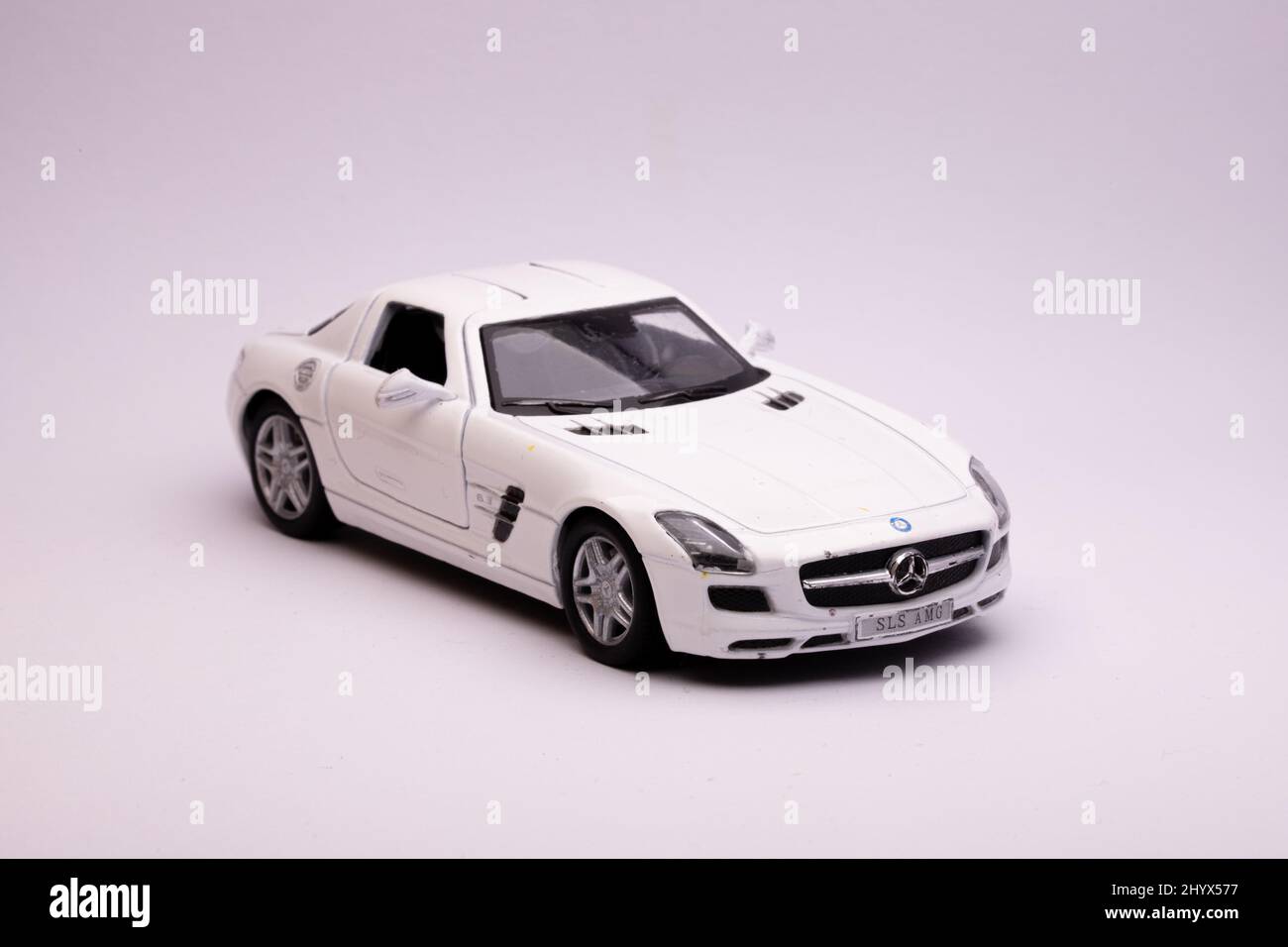 White Mercedes car model isolated on white background Stock Photo - Alamy