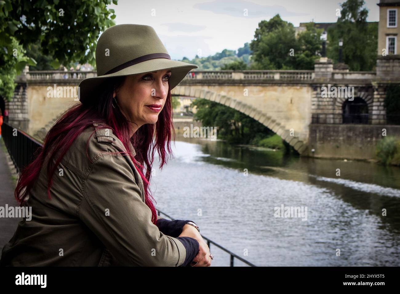 Woman standing bridge over river architecture hi-res stock photography ...