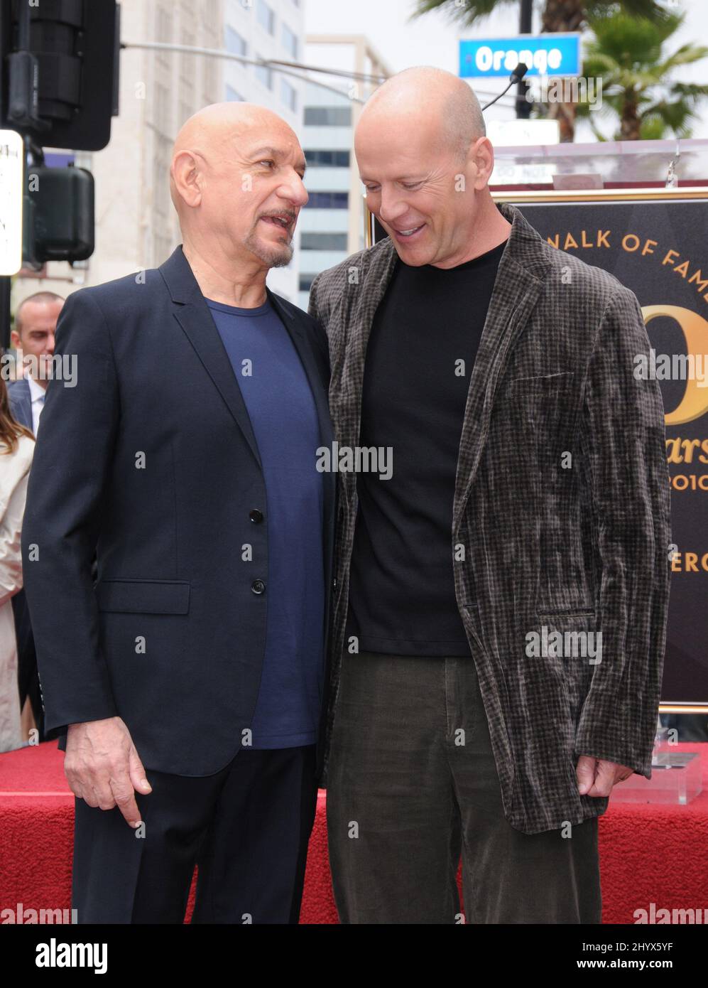 Sir Ben Kingsley and Bruce Willis pictured during a ceremony to ...