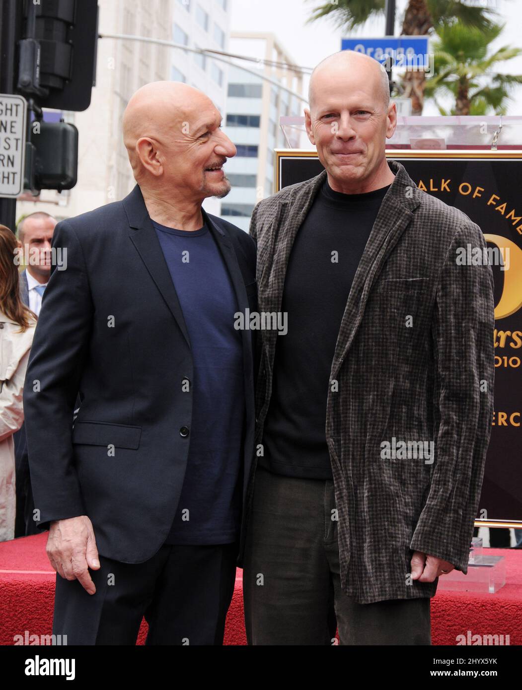 Sir Ben Kingsley and Bruce Willis pictured during a ceremony to ...