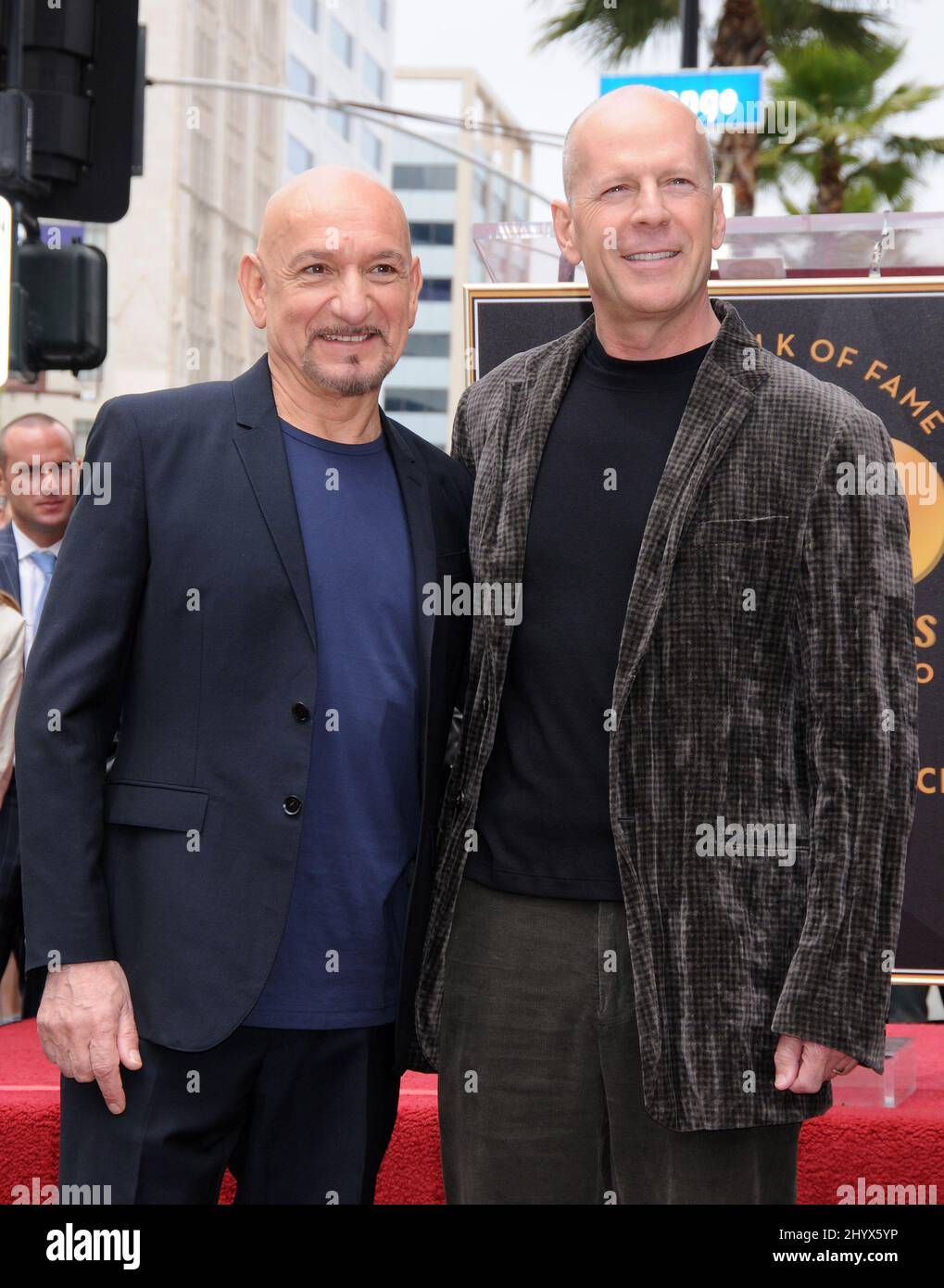 Sir Ben Kingsley and Bruce Willis pictured during a ceremony to ...