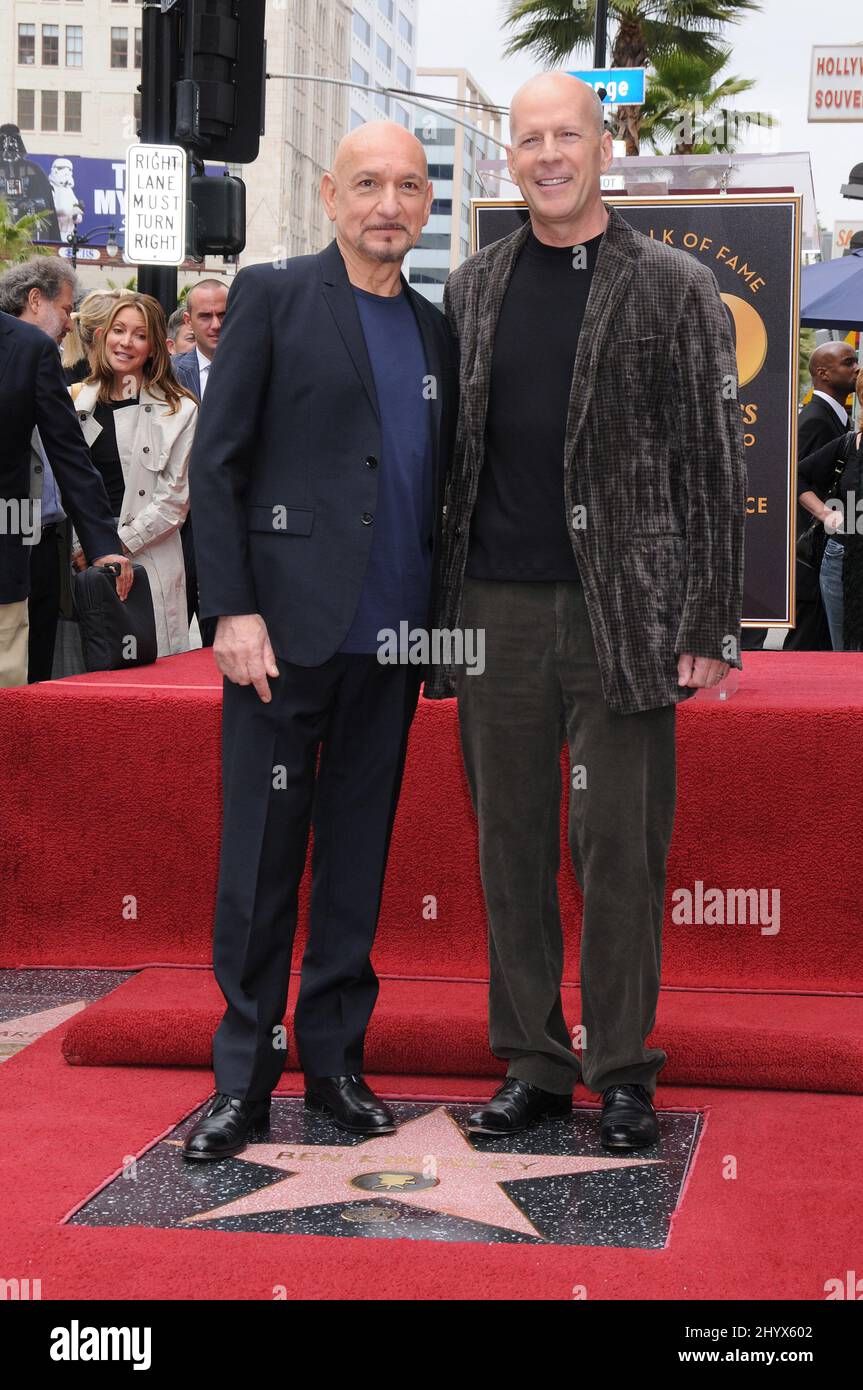 Sir Ben Kingsley and Bruce Willis pictured during a ceremony to ...