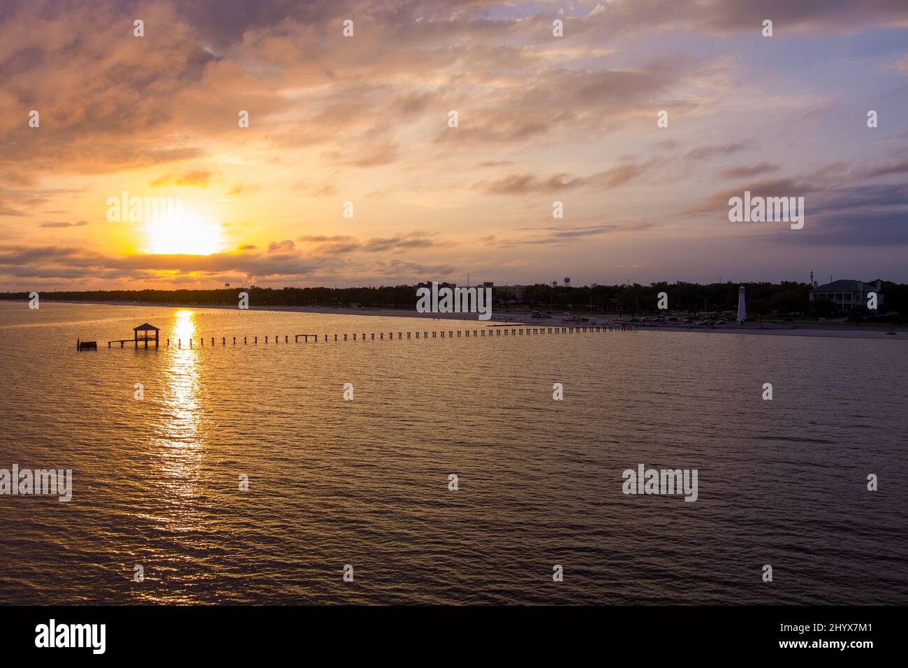 Biloxi, Mississippi beach at sunset Stock Photo - Alamy